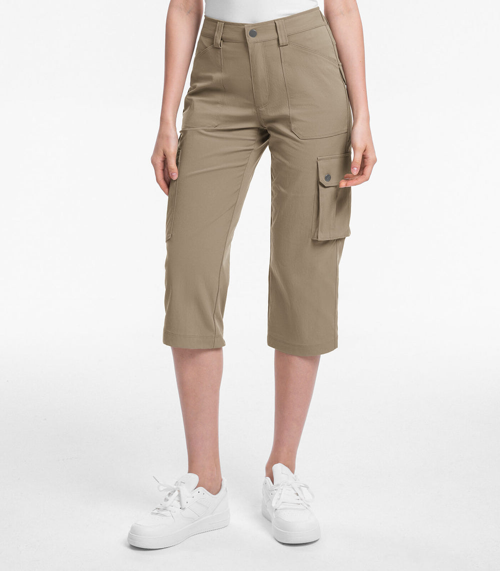 Women's Cargo Capris Pants High Waist Waterproof Hiking - HikerFlex W0