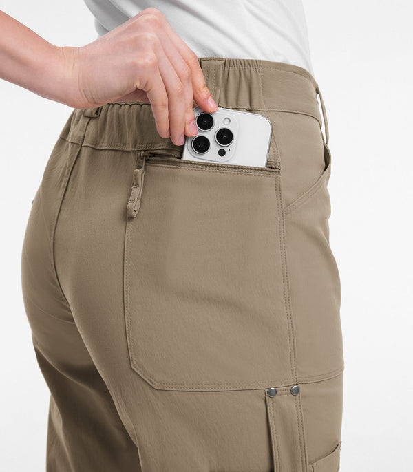 Women's Cargo Capris Pants High Waist Waterproof Hiking - HikerFlex W0