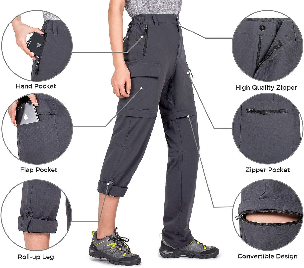 Women's Hiking Pants - Convertible, Quick Dry, Multi-Function for Cargo ...